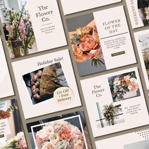Flower Shop Instagram Template: Minimalist Social Media Design (canva ...