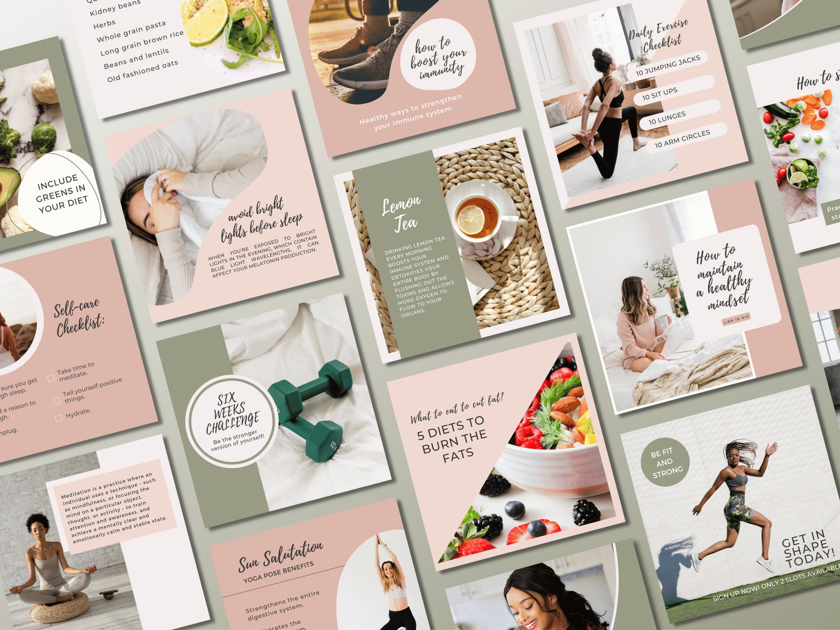 Health & Wellness Instagram Template: Feminine Branding, Yoga (canva ...