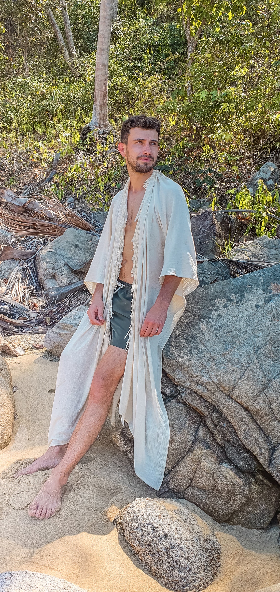 Oversize Poncho Men Beach Miami Cover up Boho Men Cover up Beach Miami ...