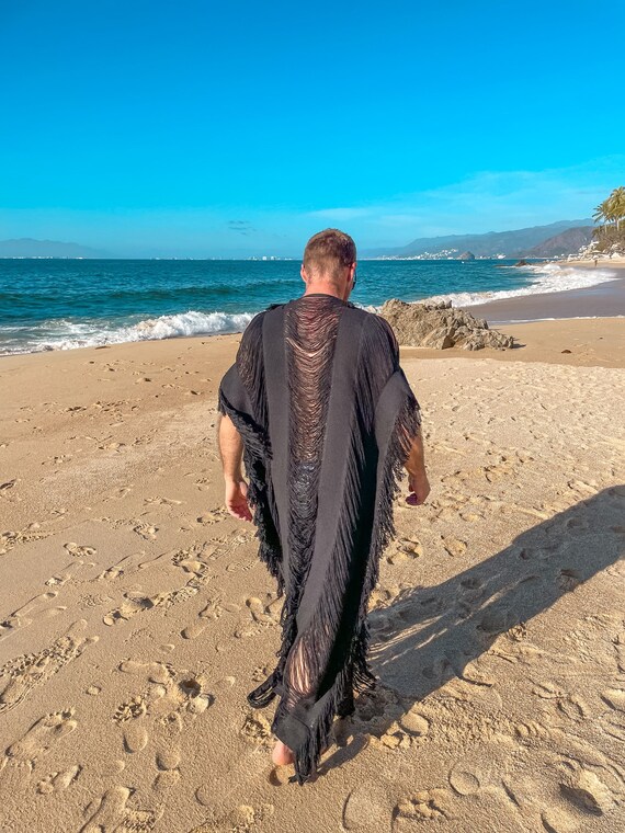 Oversize Poncho Men Beach Tulum Cover Up Boho Men Cover Up - Etsy