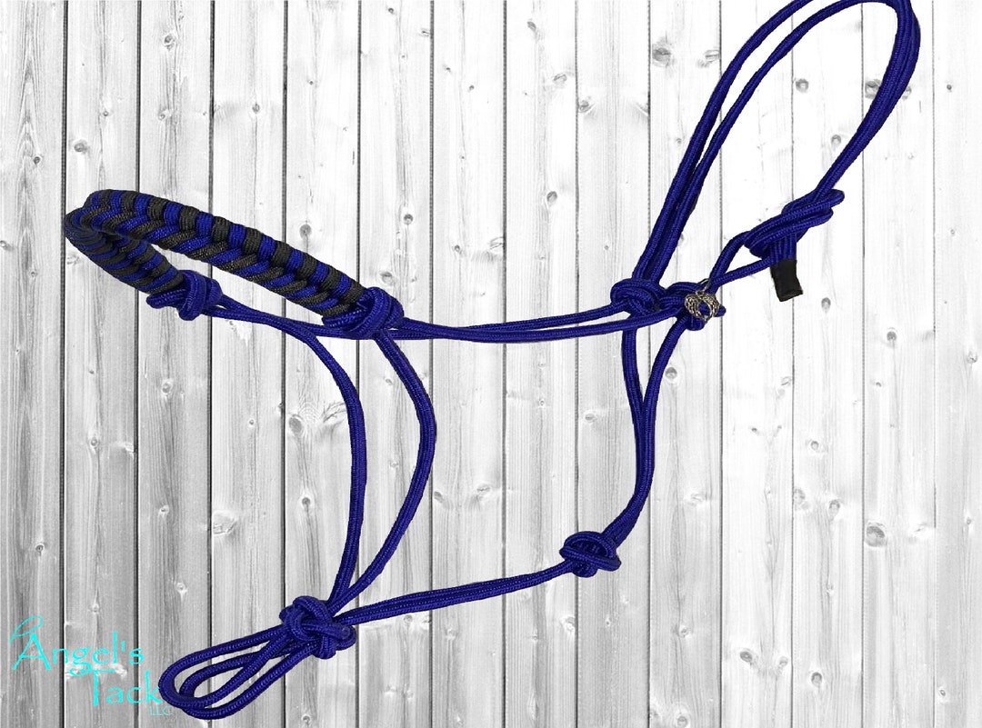 Royal Blue Large Mini Rope Halter With Royal Blue and Charcoal Braided ...