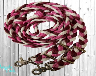 Brown 8ft 9 Strand Adjustable Braided Knotted Paracord Barrel Reins ...