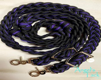 Evergreen 8ft 9 Strand Adjustable Braided Knotted Paracord Barrel Reins ...