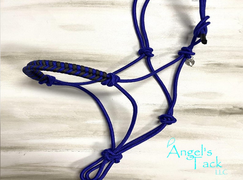 Royal Blue Large Mini Rope Halter With Royal Blue and Charcoal - Etsy