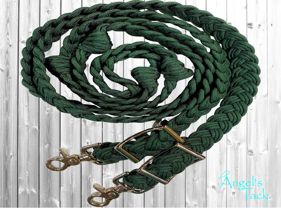 Evergreen 8ft 9 Strand Adjustable Braided Knotted Paracord Barrel Reins ...