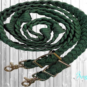 Evergreen 8ft 9 Strand Adjustable Braided Knotted Paracord Barrel Reins ...