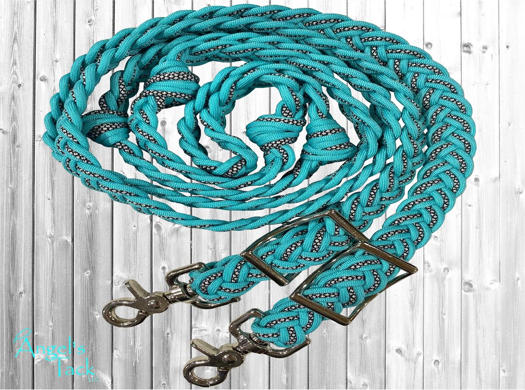 Turquoise Diamond Patterned 8ft 9 Strand Adjustable Braided Knotted ...