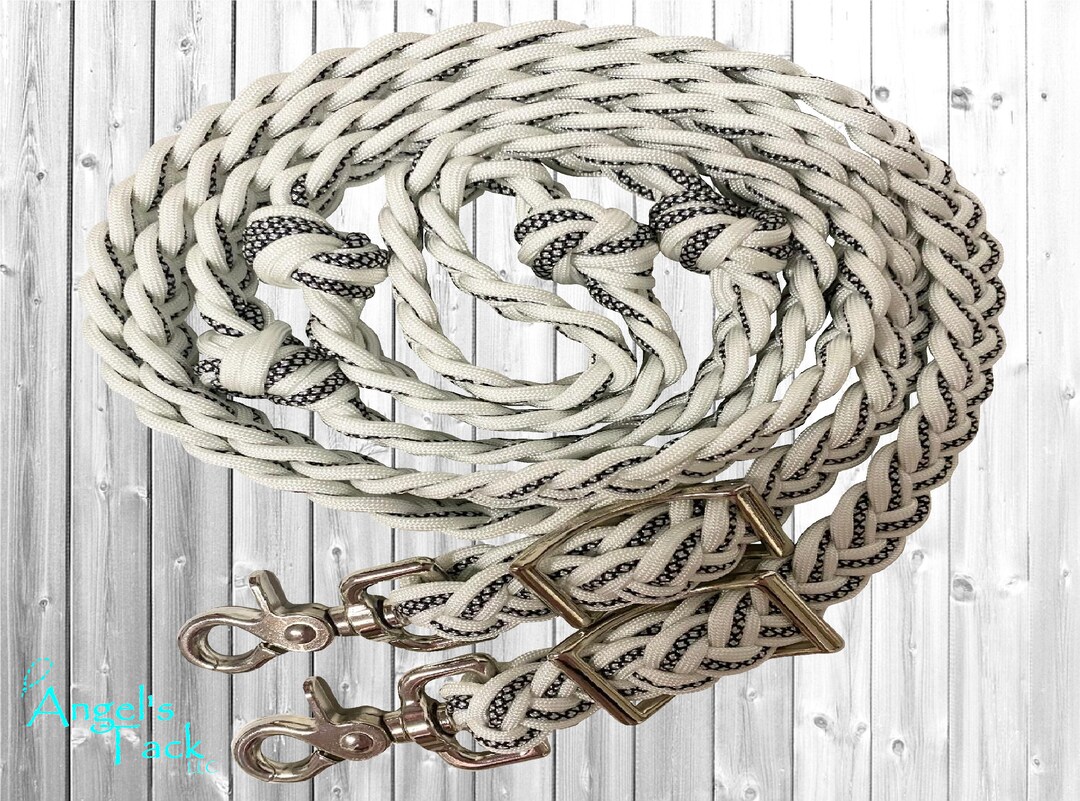 White Diamond White and Black 8ft 9 Strand Adjustable Braided Knotted ...