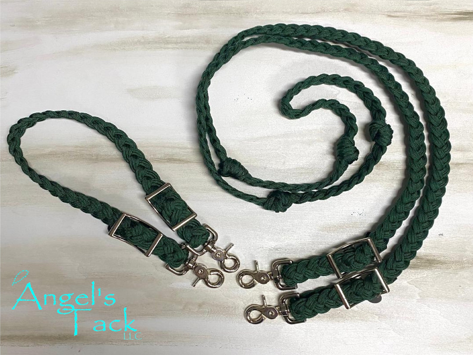 Evergreen 8ft 9 Strand Adjustable Braided Knotted Paracord Barrel Reins ...