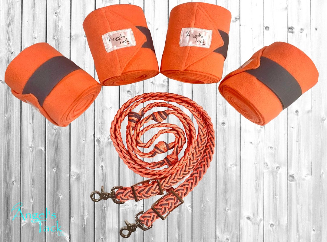 Coral and Grey Matching Tack Set Coral and Grey 8ft Adjustable Braided ...