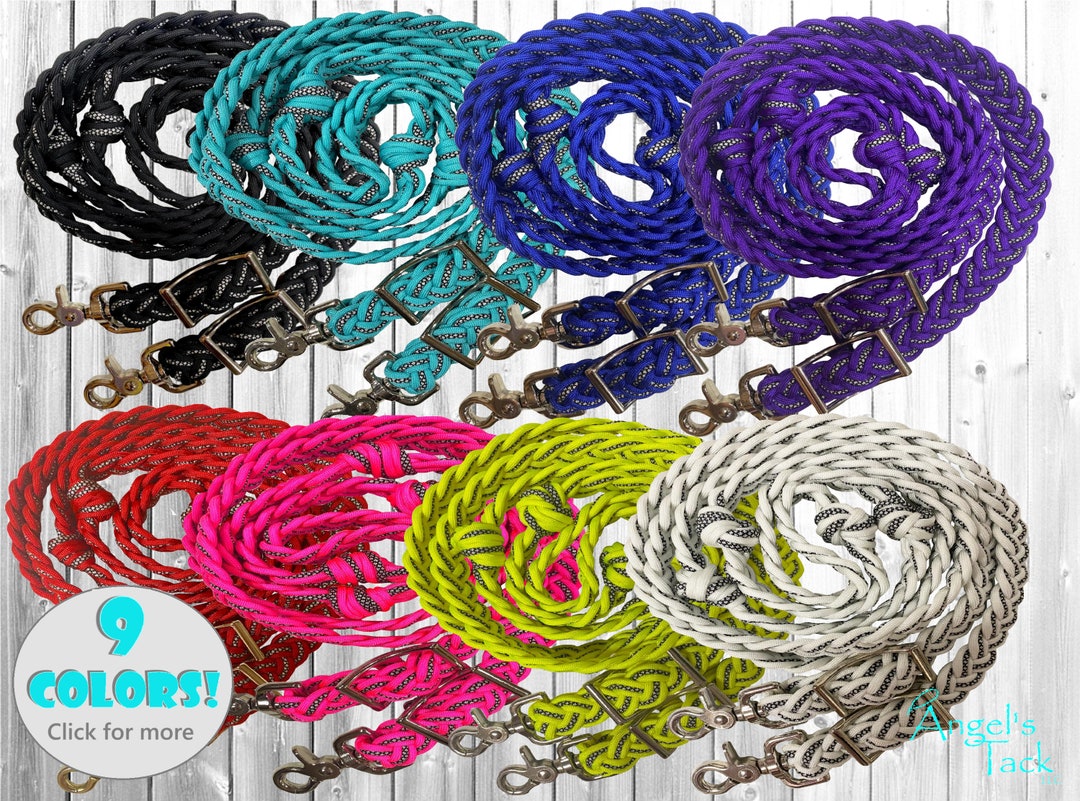 Diamond Patterned Barrel Reins 9 Strand Adjustable Knotted Braided ...