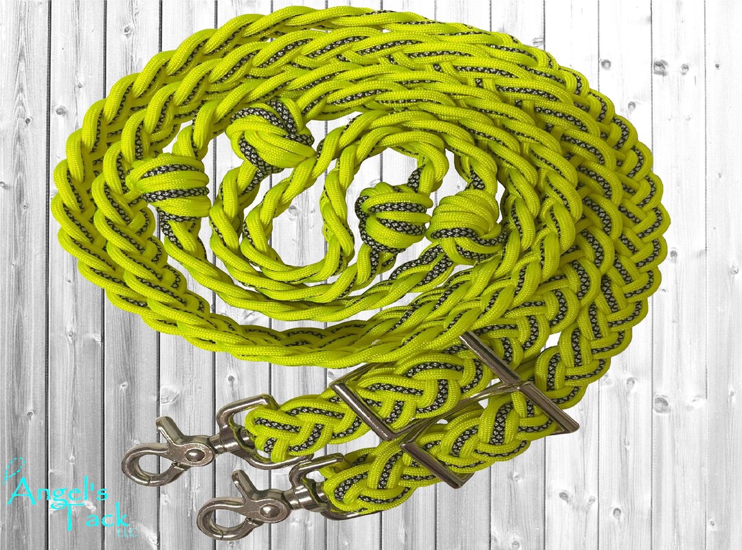 Neon Yellow Diamond Patterned 9 Strand Adjustable Braided Knotted ...