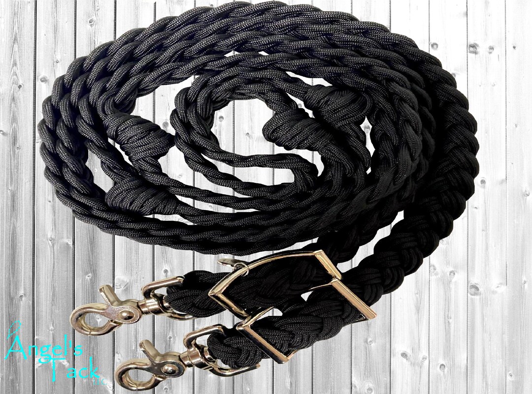 Black Solid 8ft 9 Strand Adjustable Braided Knotted Paracord Barrel ...