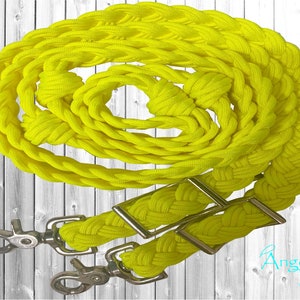 Neon Yellow Solid 8ft 9 Strand Adjustable Braided Knotted Paracord ...