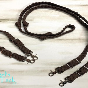 Brown 8ft 9 Strand Adjustable Braided Knotted Paracord Barrel Reins ...