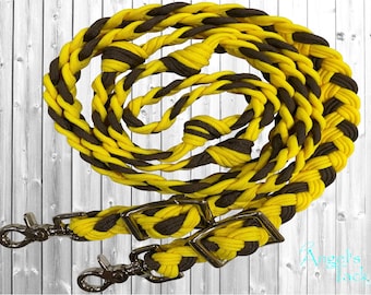 Brown 8ft 9 Strand Adjustable Braided Knotted Paracord Barrel Reins ...