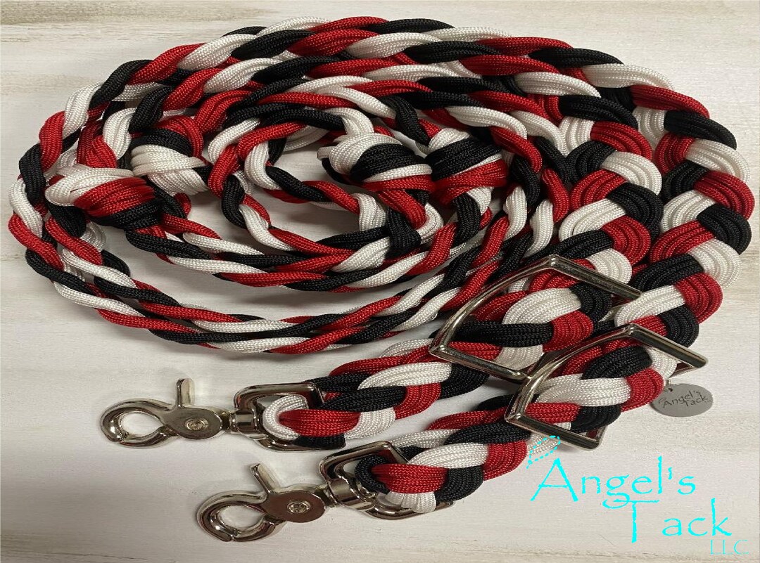 Queen of Hearts Red White Black 8ft 9 Strand Adjustable Braided Knotted ...