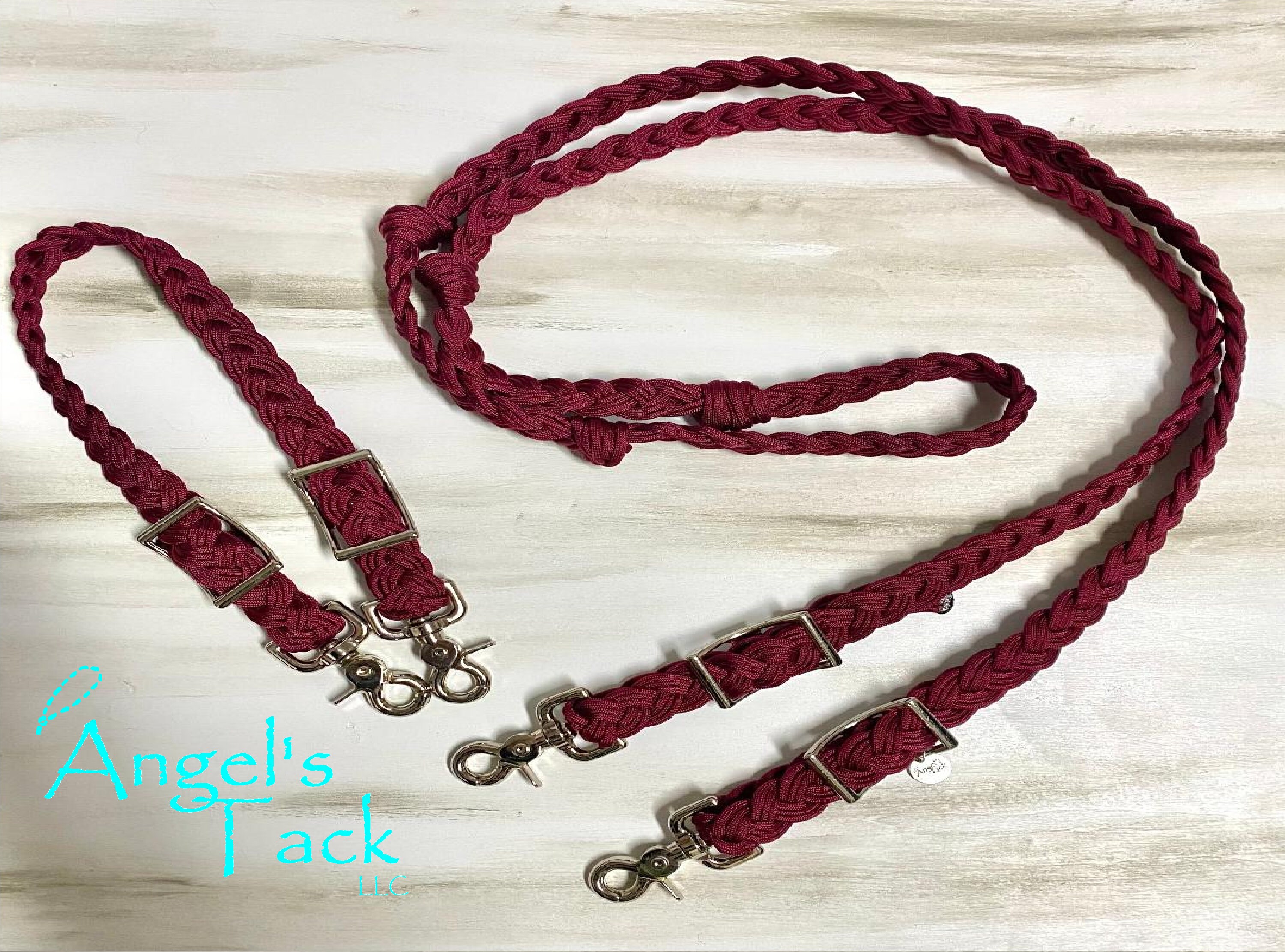 Solid Burgundy 8ft 9 Strand Adjustable Braided Knotted Paracord Barrel ...