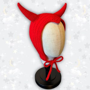 Crochet Bright Red Devil Bonnet - Etsy