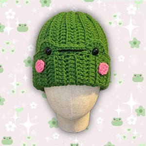 Crochet Green Frog Ribbed Beanie - Etsy