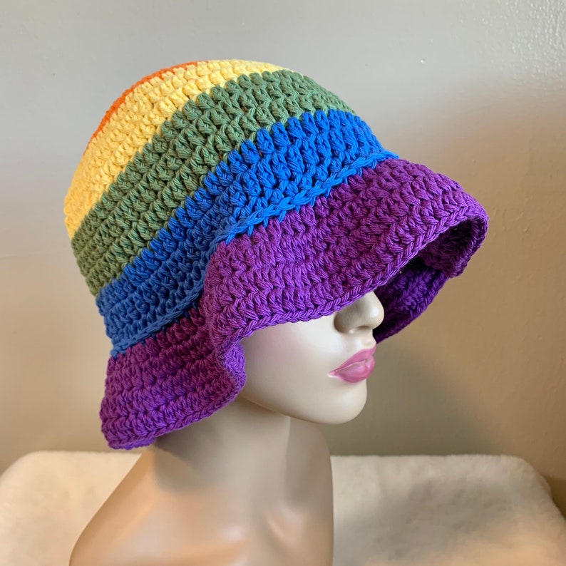 Crochet Cotton Rainbow Pride Bucket Hat - Etsy