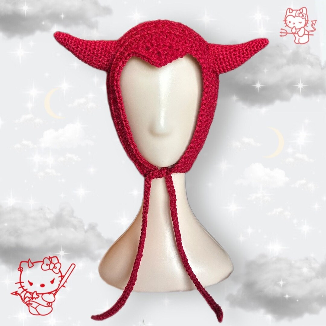 Crochet Red Devil Bonnet - Etsy