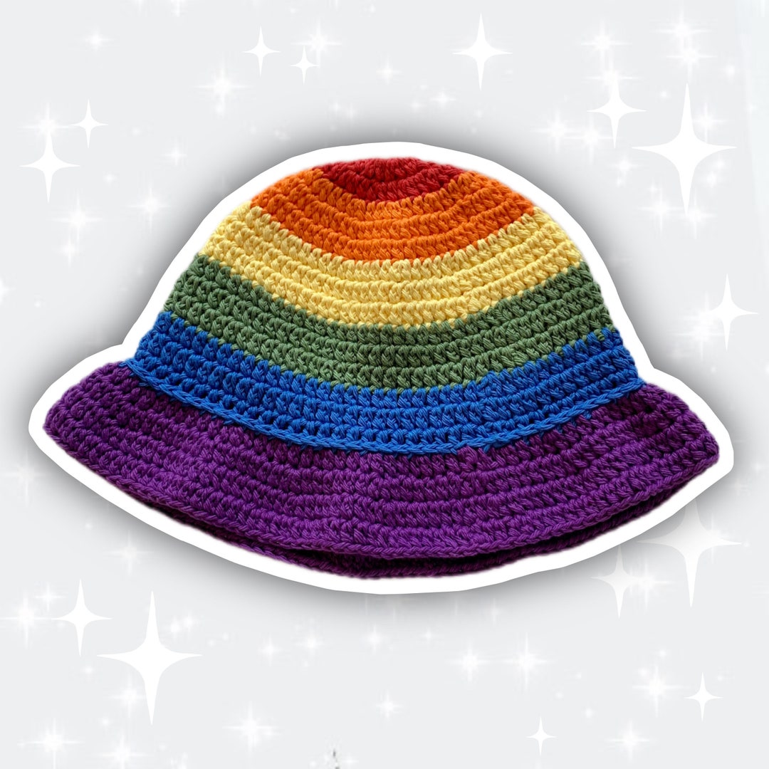 Crochet Cotton Rainbow Pride Bucket Hat - Etsy