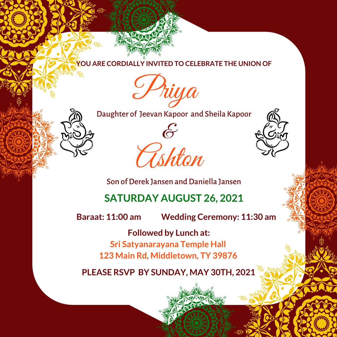 Invitation Cards | Party | Indian Wedding | Mehendi Ceremony | Haldi ...