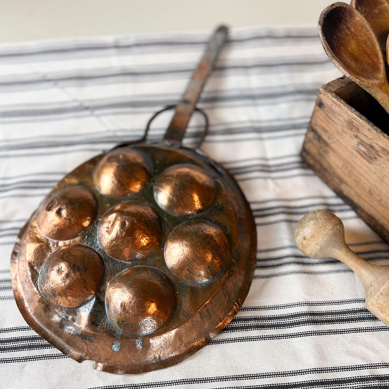 Antique Copper Egg Poacher Pan: Vintage Kitchen Decor - Etsy