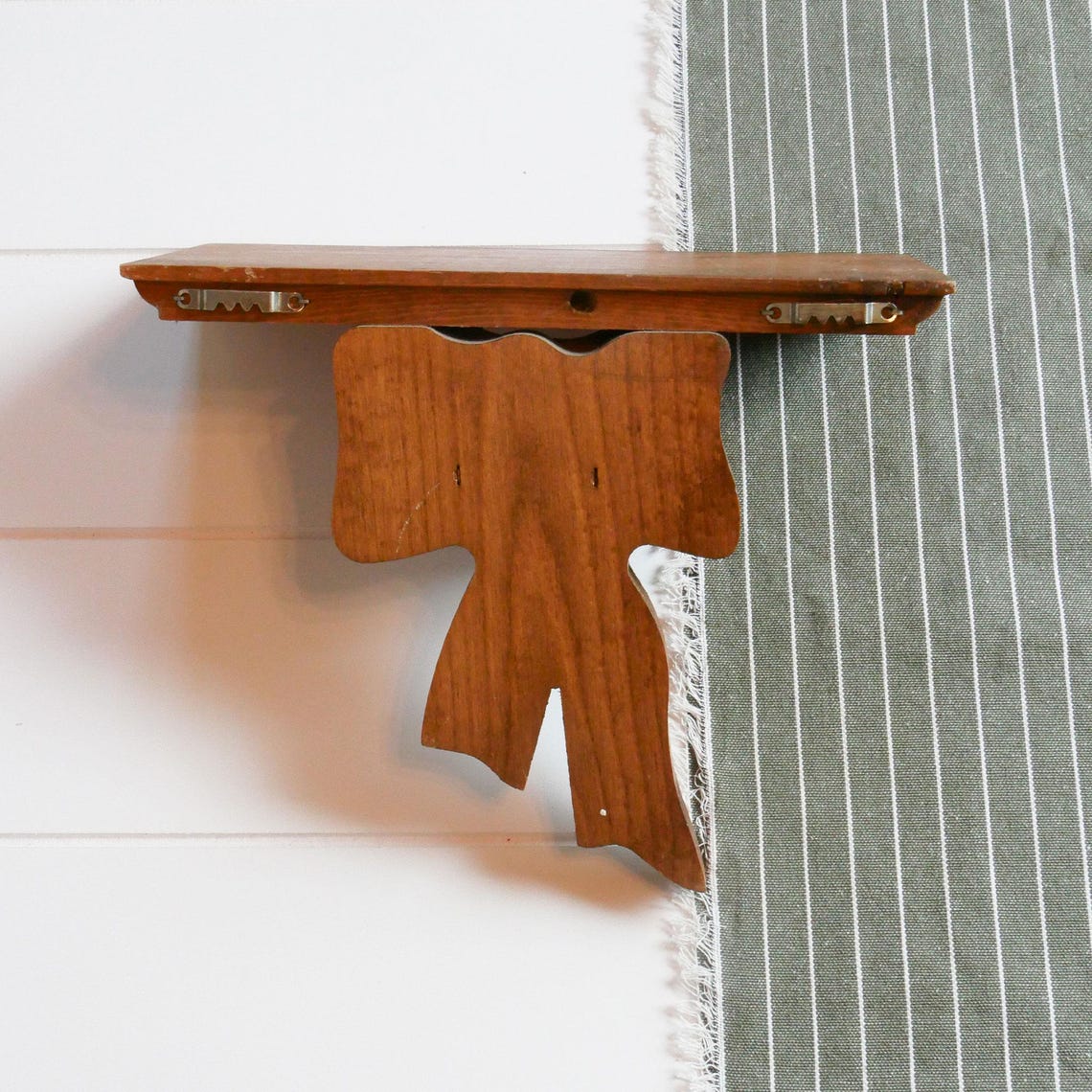 Vintage Wooden Bow Wall Mounted Shelf, Wooden Bow Shelf, Vintage Wall ...