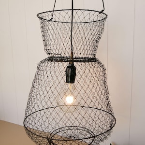 Vintage Metal Fishing Basket Light Fixture - Industrial Style 24in - Etsy