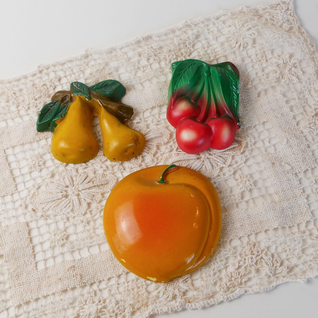 Vintage Chalk Fruit Wall Decor: Peach, Pears & Cherries - Etsy