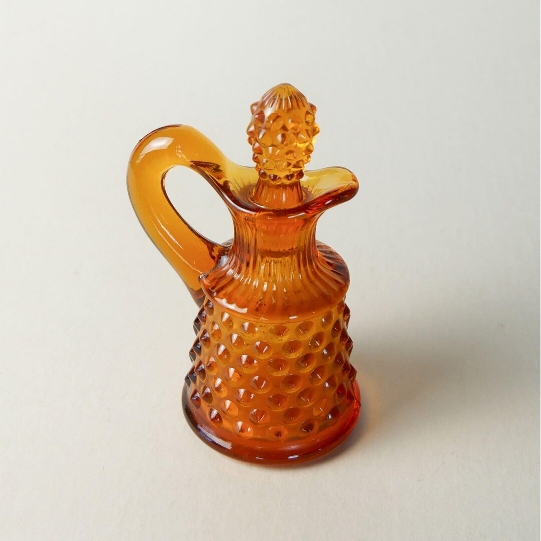 Vintage Fenton Hobnail Amber Glass Mini Cruet Pitcher With Stopper ...