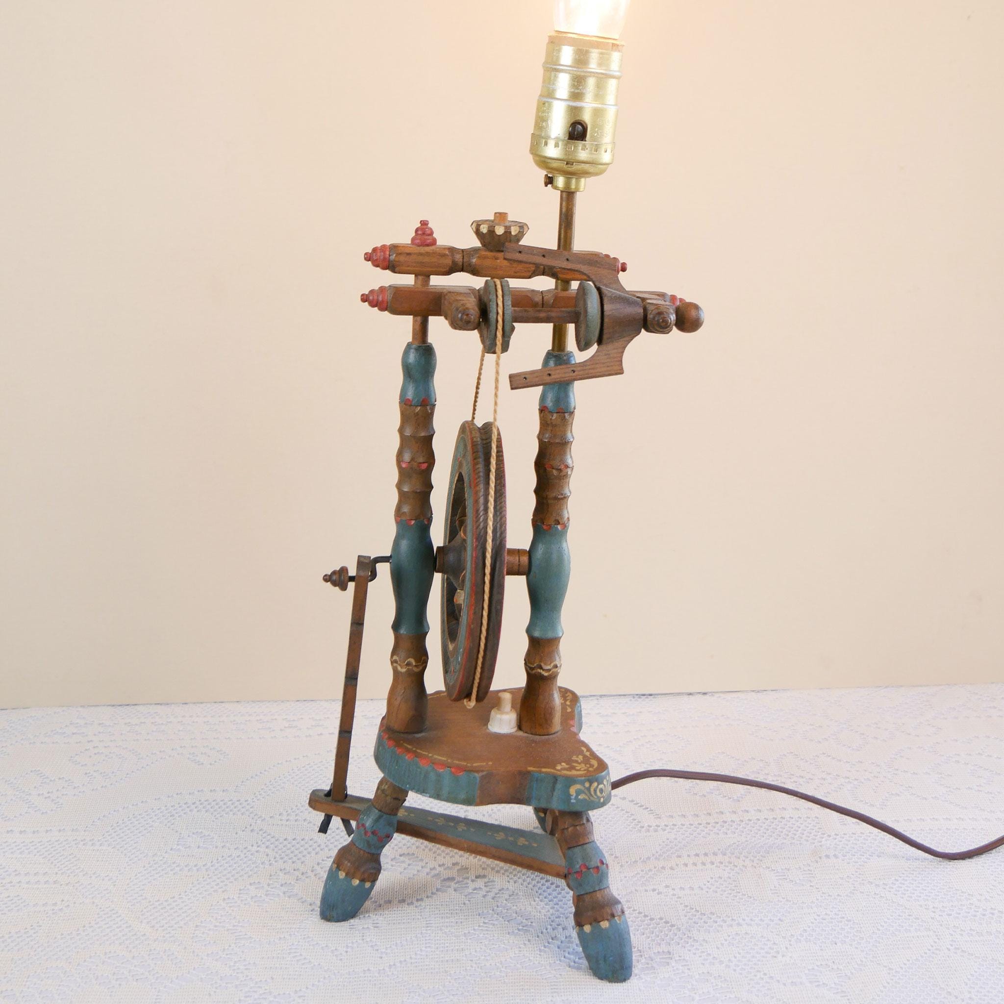 1954 ANRI Vintage Spinning Wheel Table Lamp: Handcrafted Italian ...