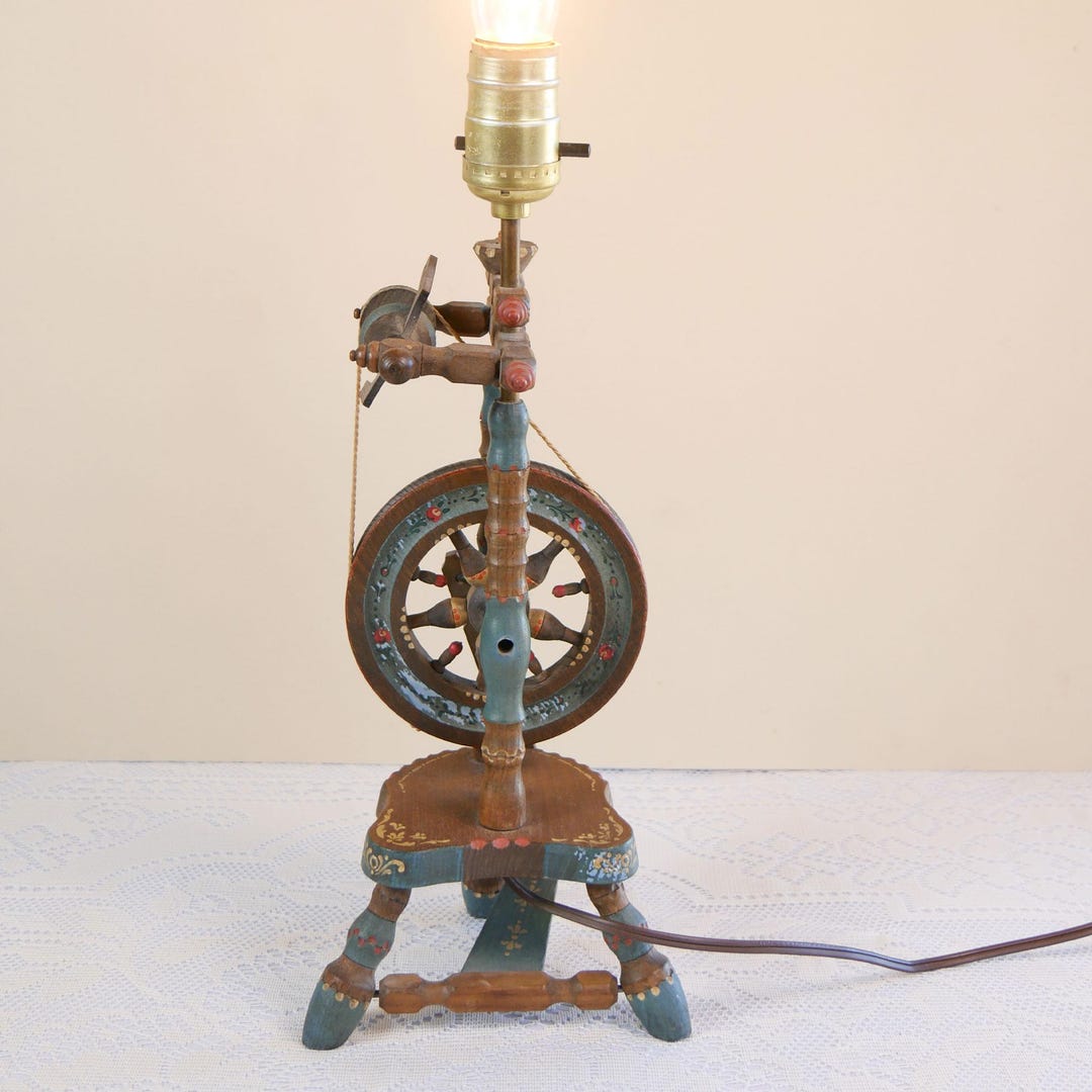 1954 ANRI Italian Handcrafted Spinning Wheel Table Lamp, Vintage ...