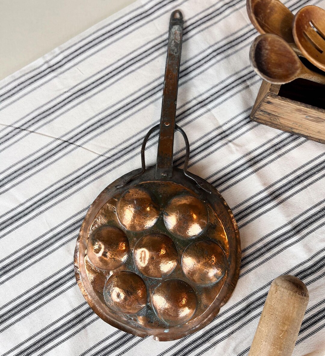 Antique Copper Egg Poacher Pan: Vintage Kitchen Decor - Etsy