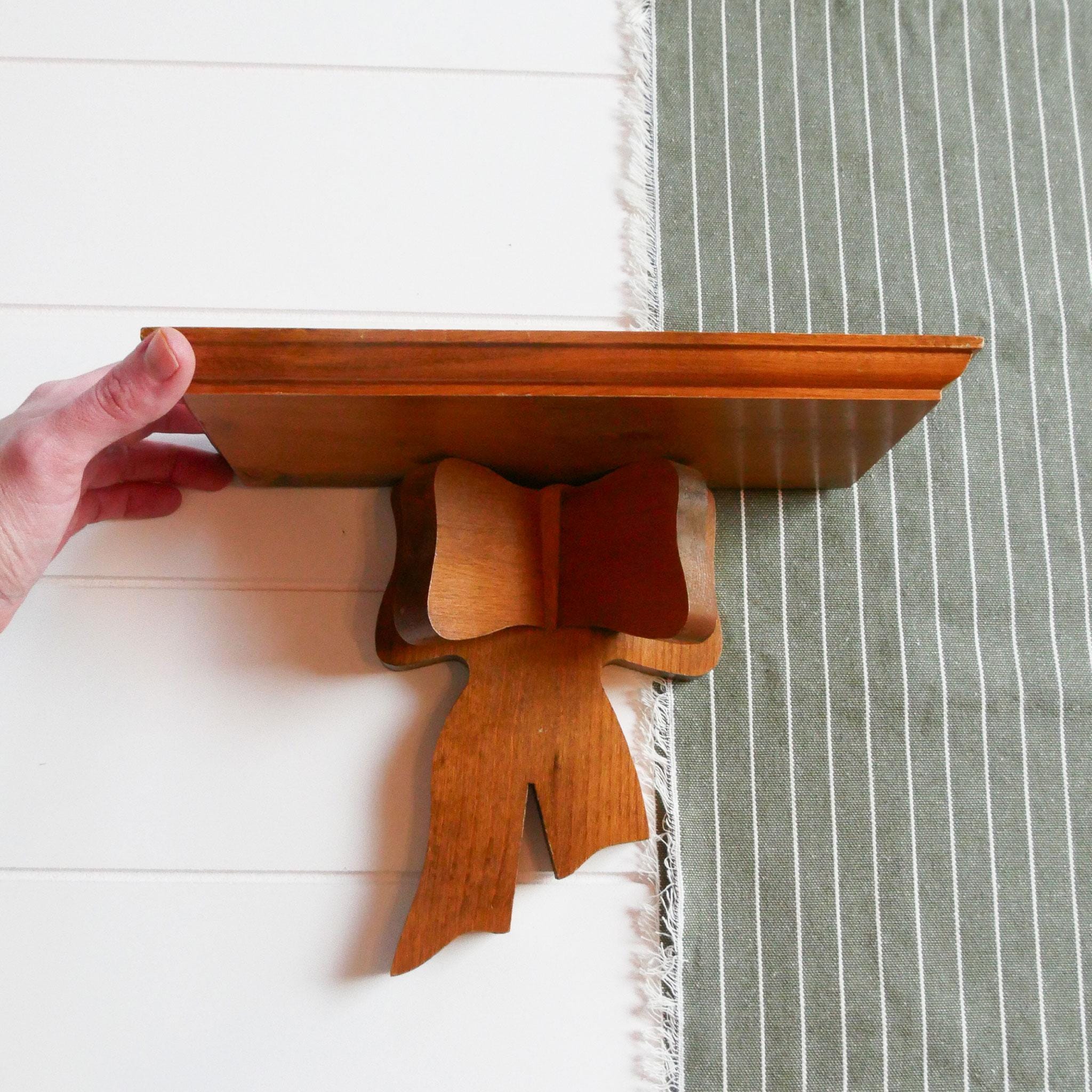 Vintage Wooden Bow Wall Mounted Shelf, Wooden Bow Shelf, Vintage Wall ...