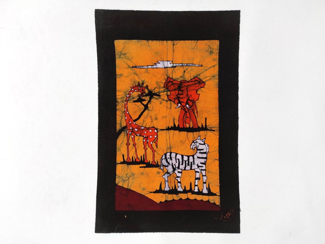 20"x29.5" ANIMALS, Authentic BATIK Handmade in Mozambique Africa ...