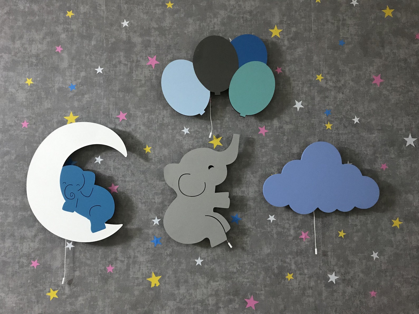 Nursery Elephant, Lighting Elephant Balloons, Cloud Wall Lamp, Elephant ...