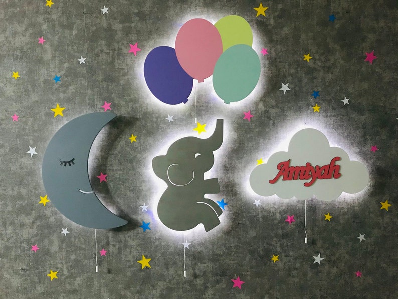 Elephant Gray Lamp, Elephant Night Light, Lighting Elephant Balloons ...