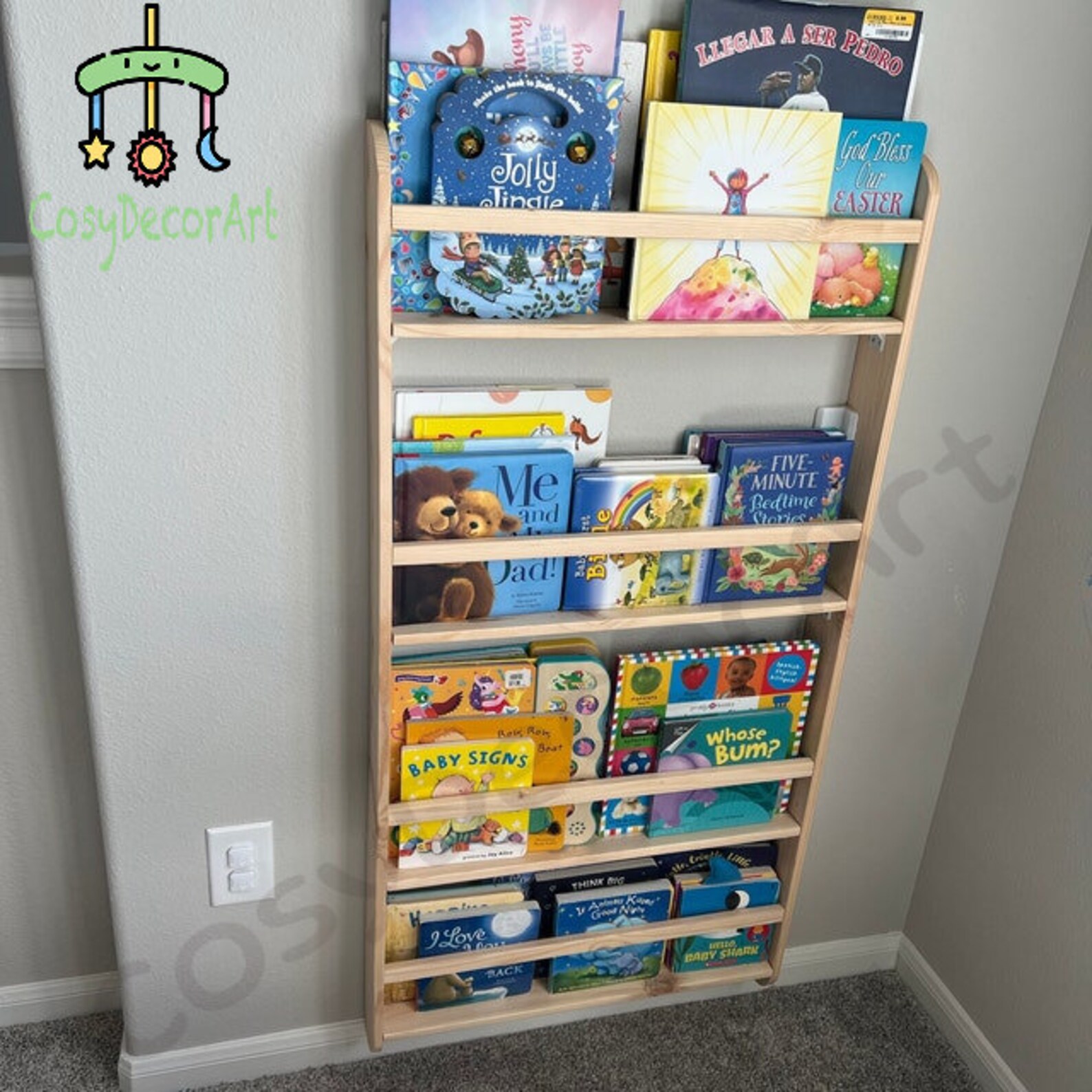 Montessori Bookshelf Kids Wooden Reading Book Rack Kids Room | Etsy