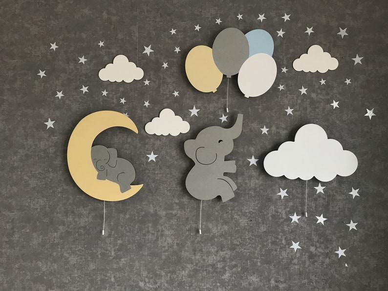 Nursery Wall Light Elephant, Lighting Elephant Balloon, Baby Room Light ...