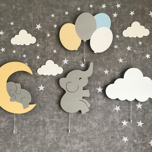 Nursery Elephant, Lighting Elephant Balloons, Cloud Wall Lamp, Elephant ...