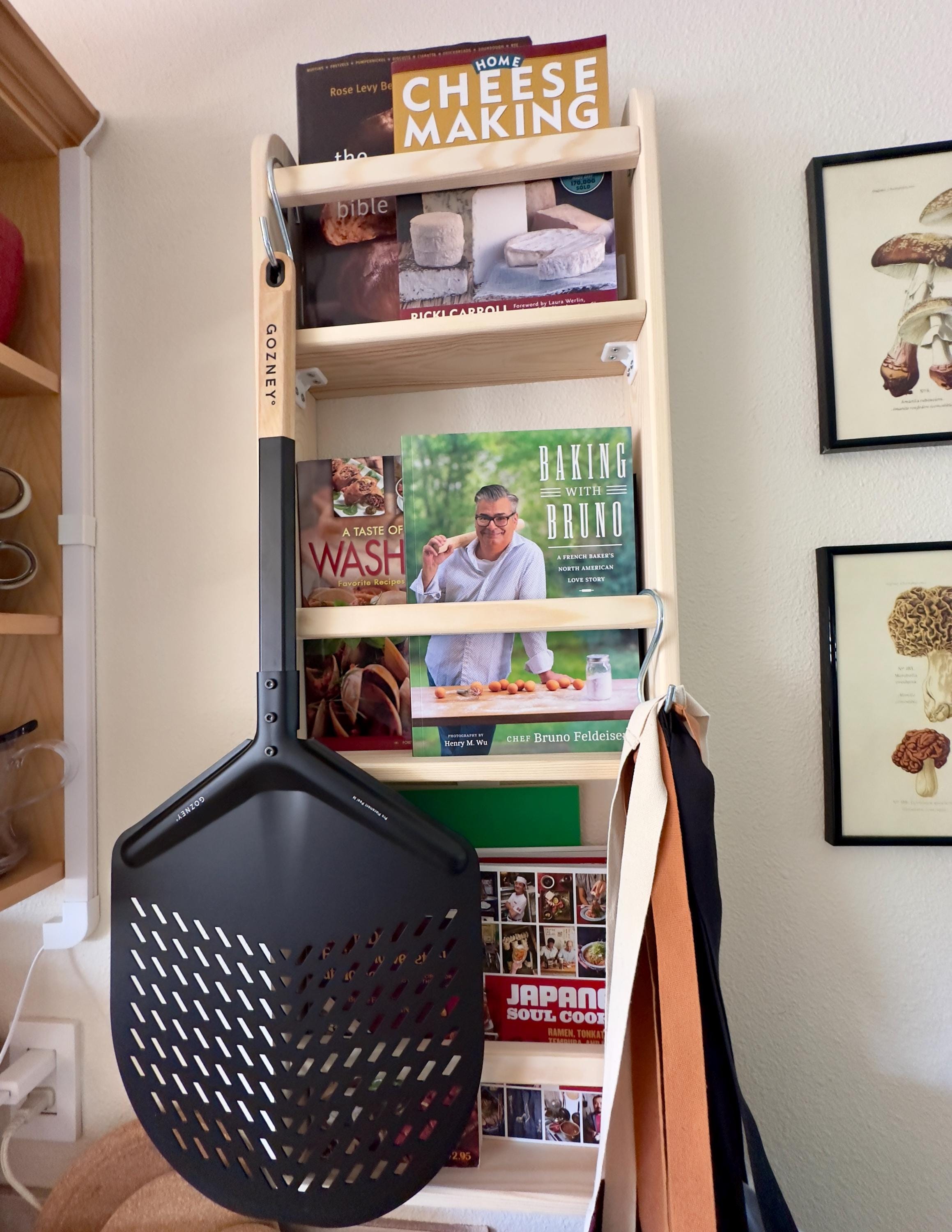 Cook Book Shelf ,narrow Tall Recipe Bookshelf, Wall Mounted Wide ...
