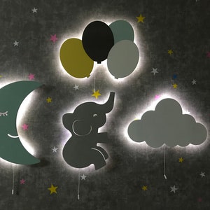 Elephant Gray Lamp, Elephant Night Light, Lighting Elephant Balloons ...
