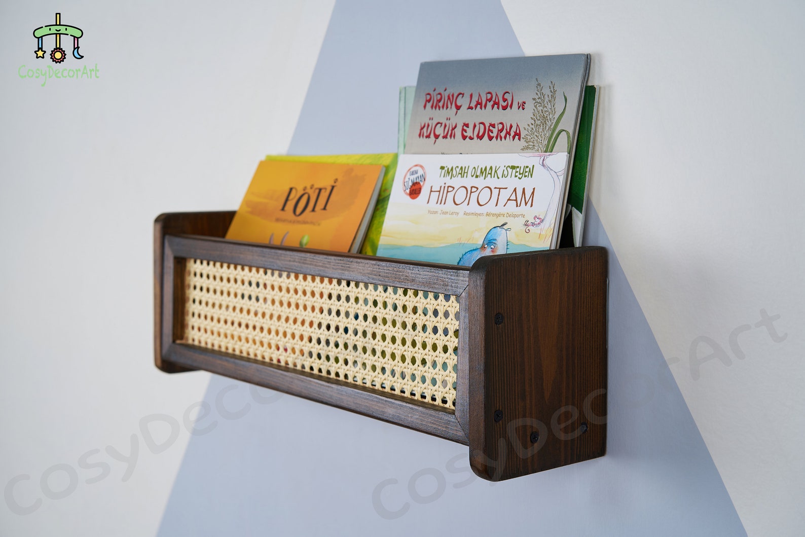 Nursery Rattan Shelf Floating Cane Bookshelf Kids Bookshelf - Etsy