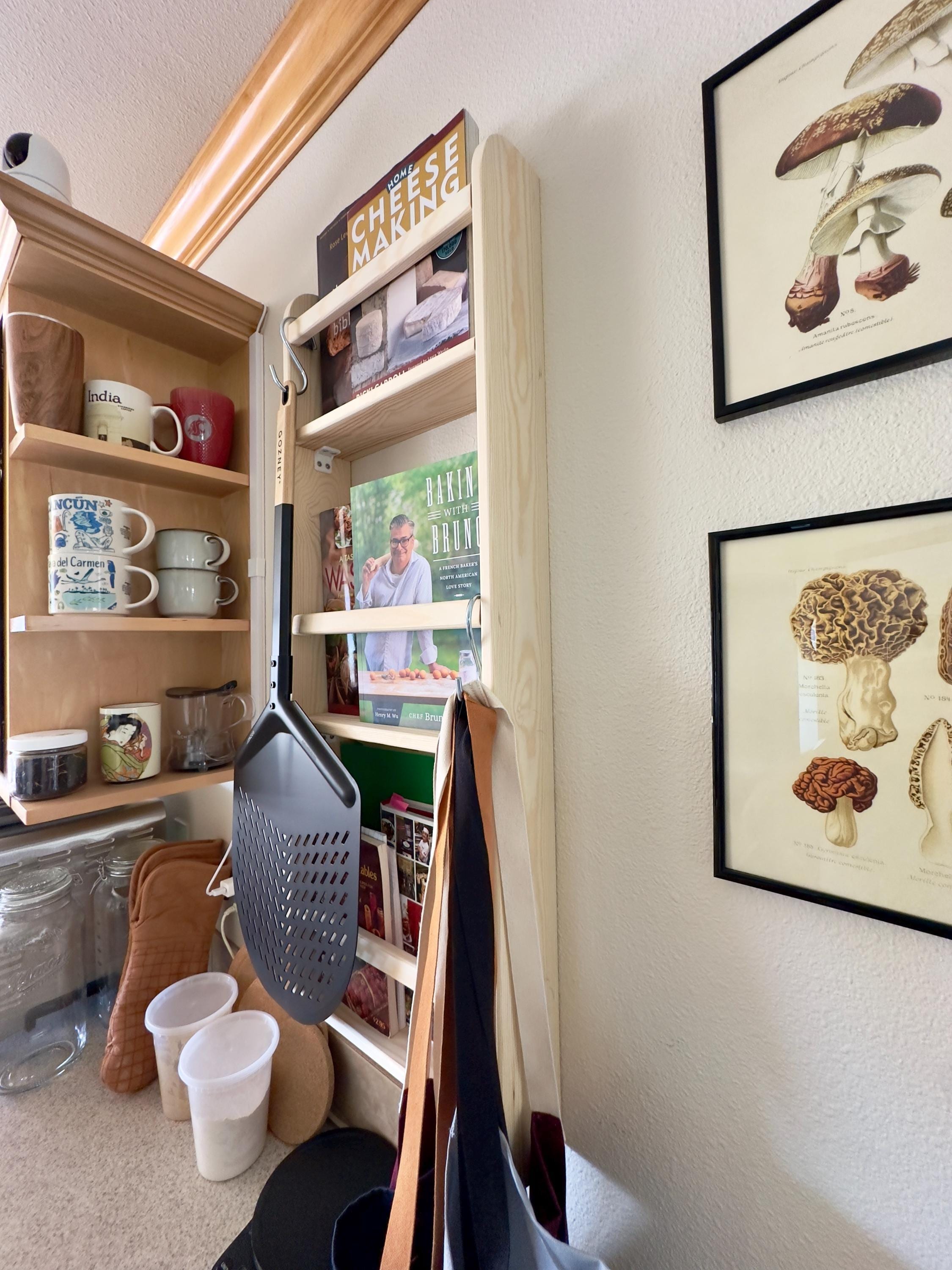 Cook Book Shelf ,narrow Tall Recipe Bookshelf, Wall Mounted Wide ...