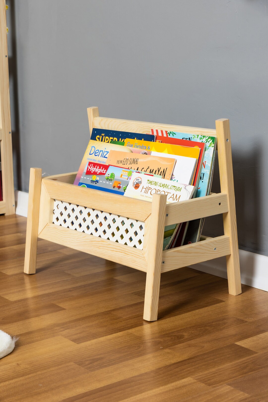 Natural Kids Montessori Bookshelf - Kids Room Book Storage - Children ...