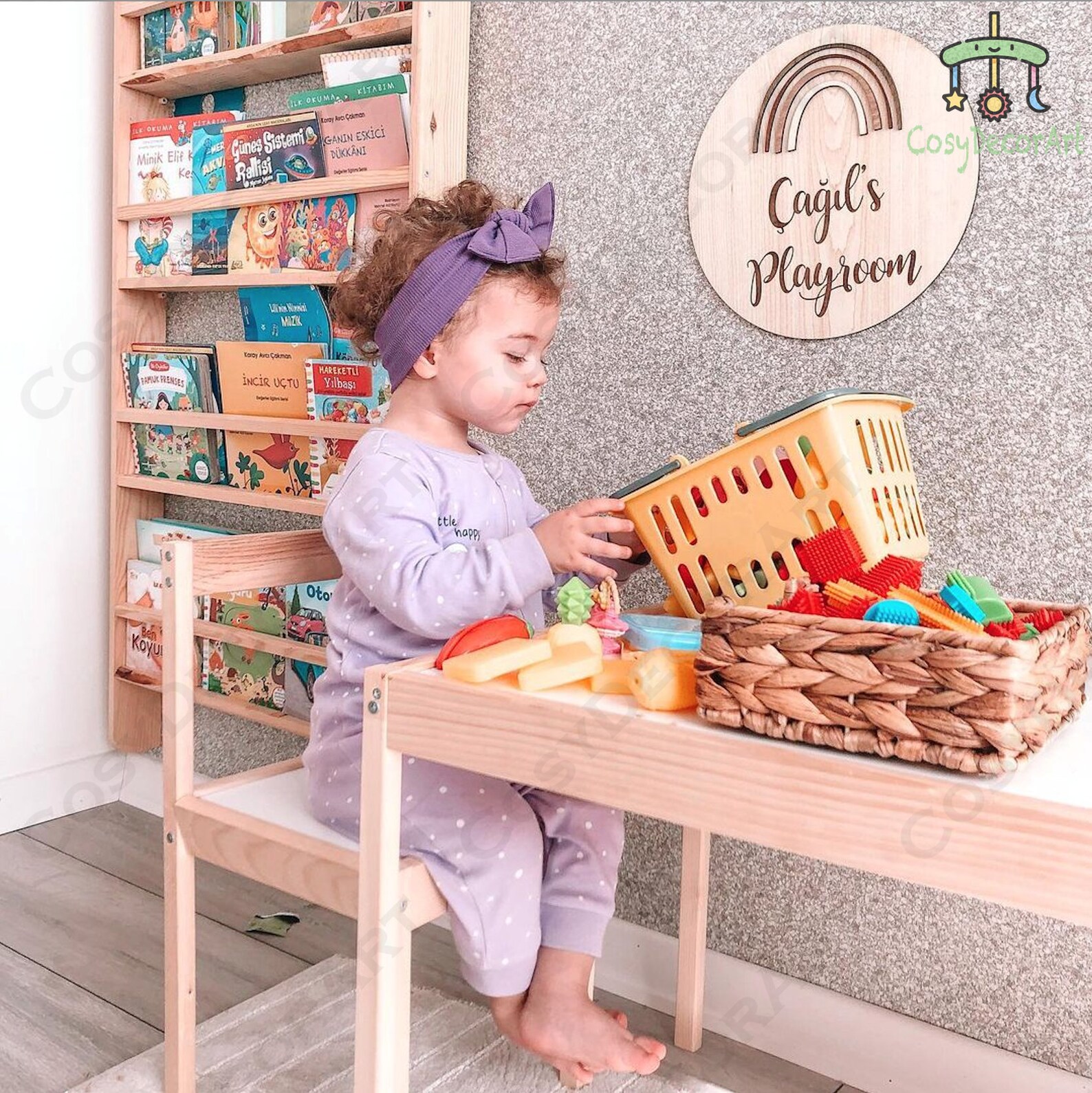 Montessori Bookshelf Kids Wooden Reading Book Rack Kids Room | Etsy