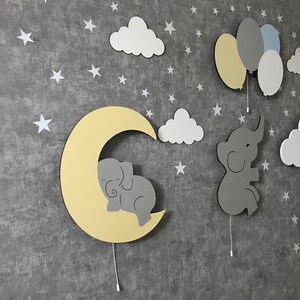 Nursery Wall Light Elephant, Lighting Elephant Balloon, Baby Room Light ...